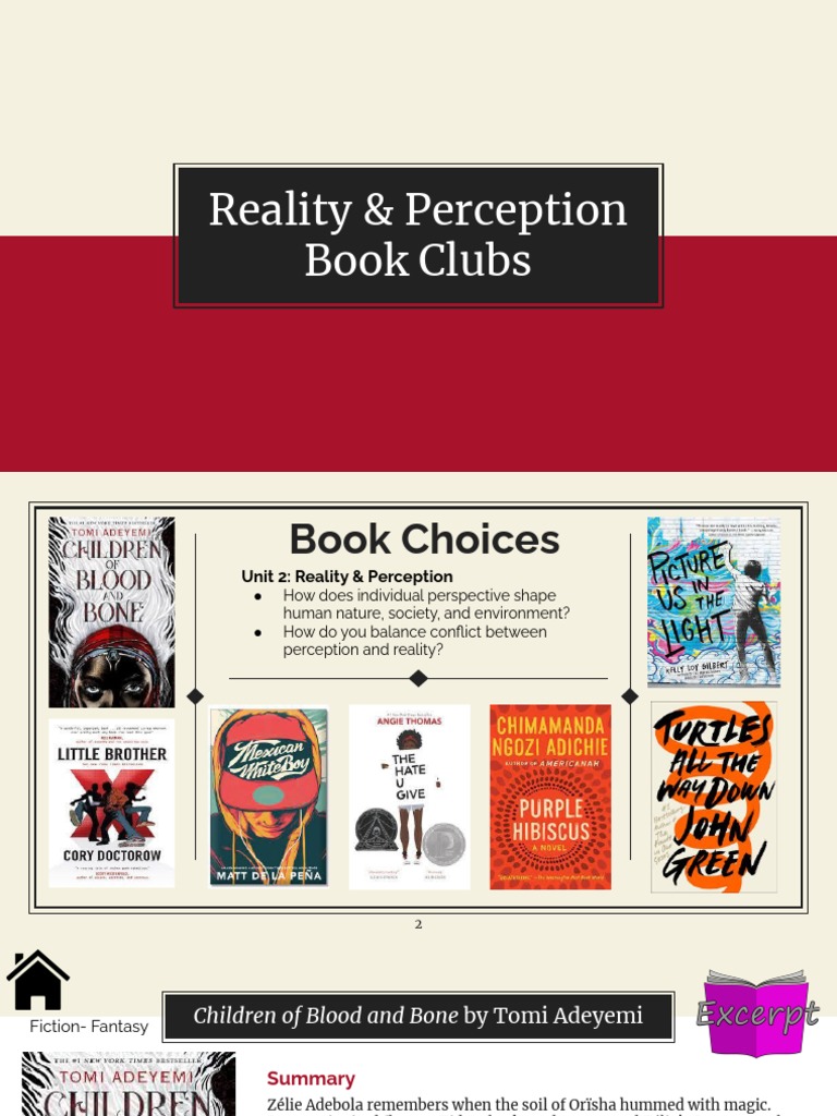 Book Club Options JHS E3 Unit 2 Reality & Perception PDF | PDF