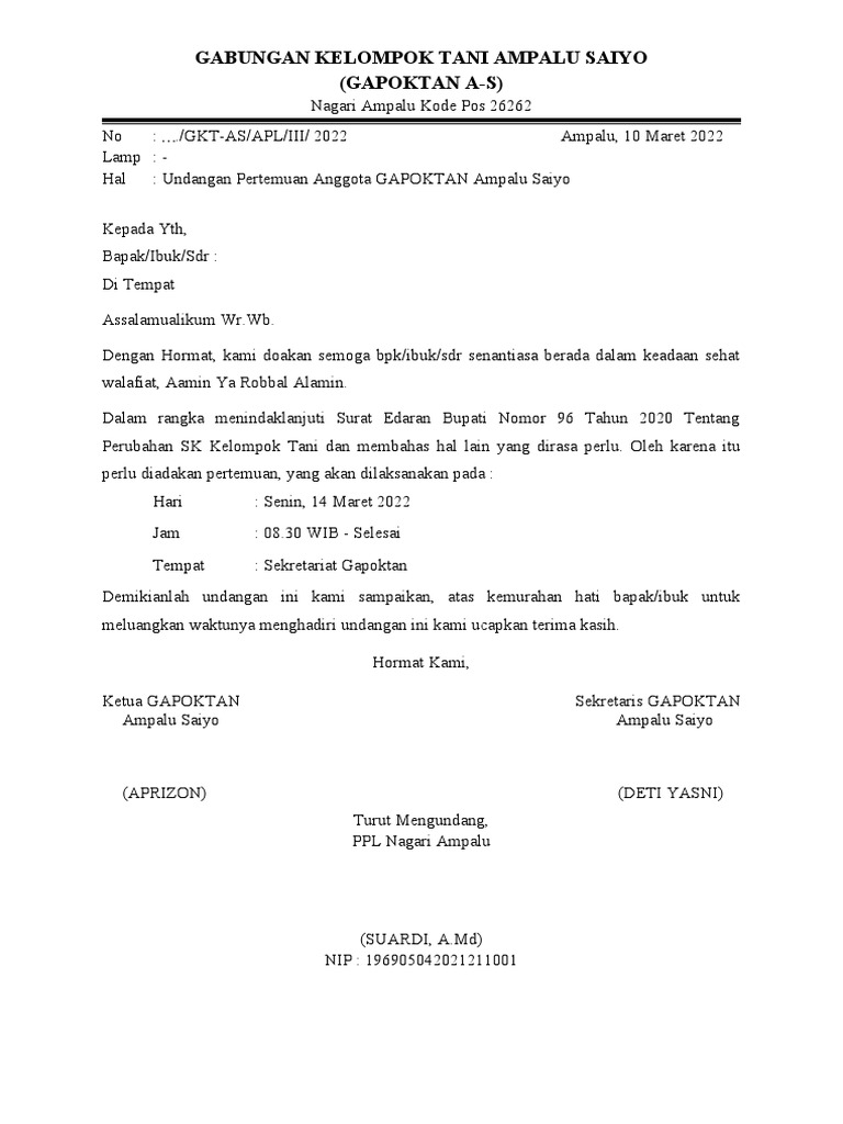 Undangan Gapoktan | PDF