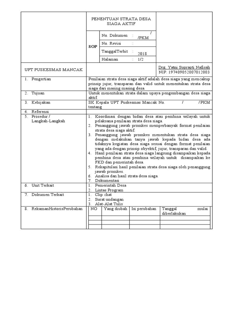 Sop Penentuan Strata Desa Siaga Aktif | PDF