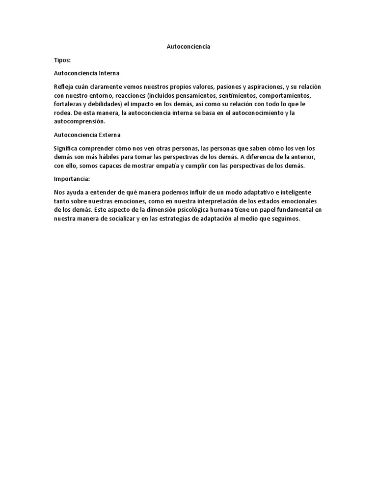 Autoconciencia Tipos | PDF