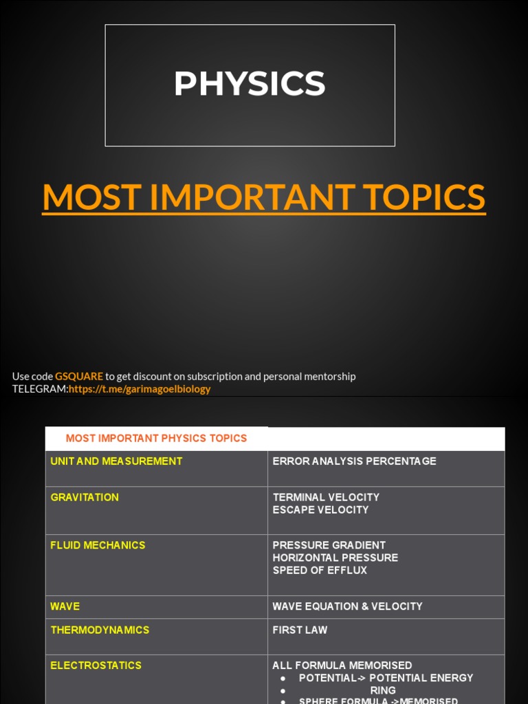 Physics Important Topics With Pyqs by Garima Mam | PDF