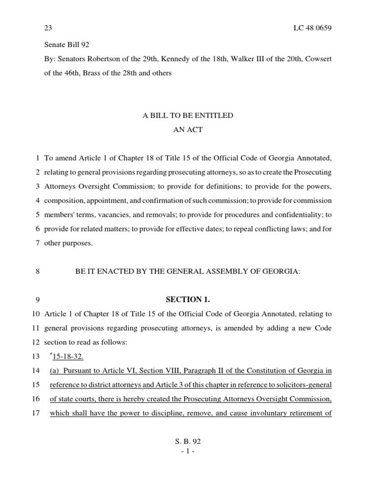 Senate Bill 92 | PDF