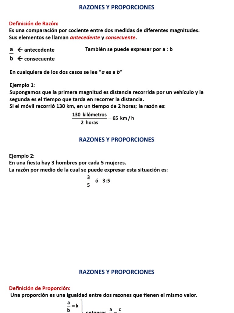 Razones y Proporciones | PDF | Objetos matemáticos | Matemática Elemental