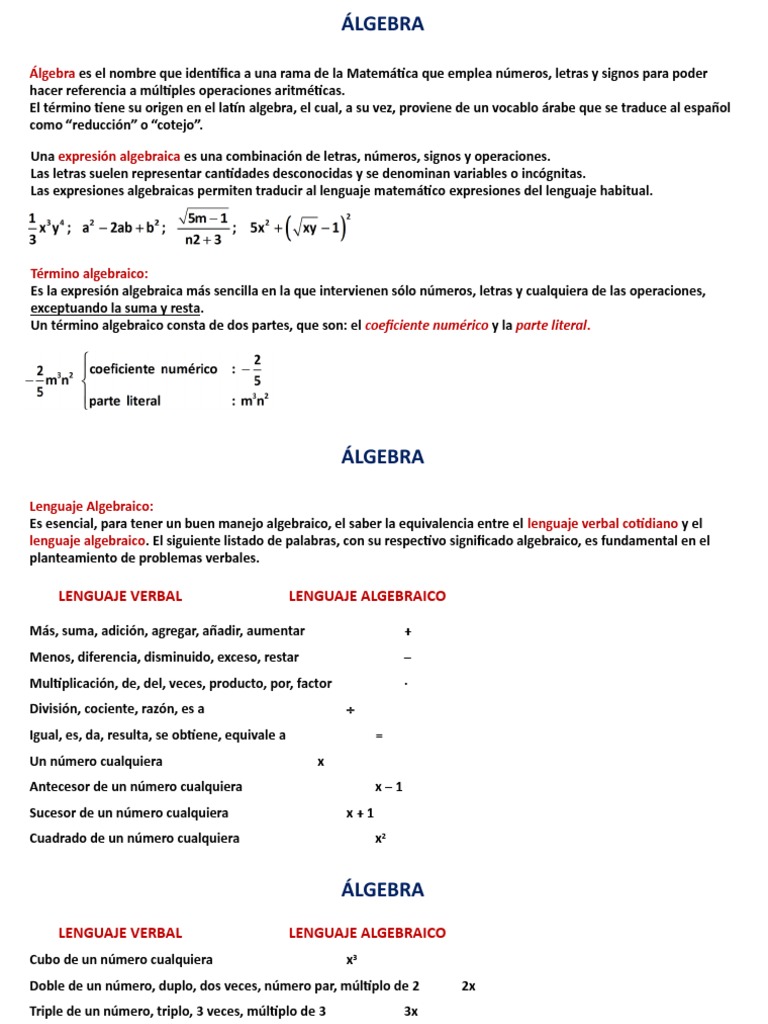 Expresiones Algebraicas | PDF