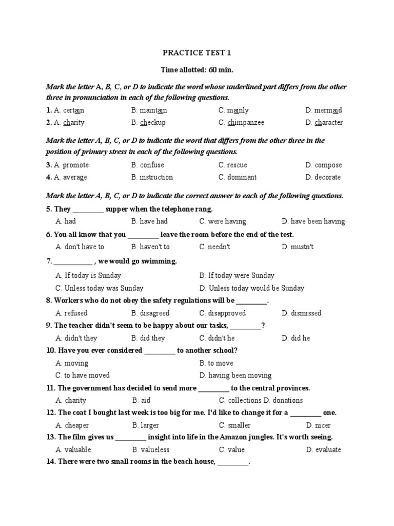 Practice Test 1 | PDF