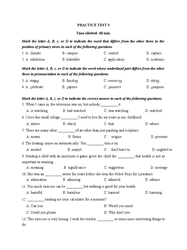 Practice Test 3 | PDF | Polar Bear | Bears