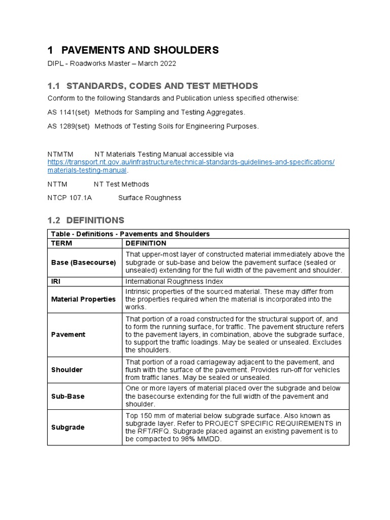 Pavement and Shoulder Construction Standards | PDF | Road Surface | Road