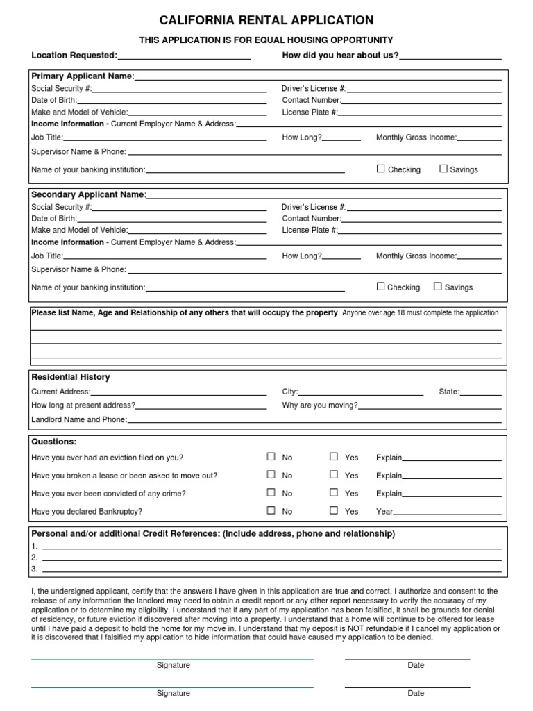 California Rental Application | PDF
