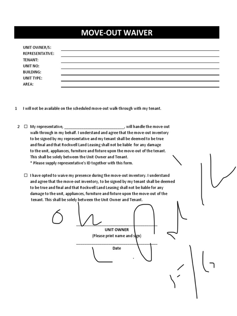 Move-Out Waiver PDF | PDF