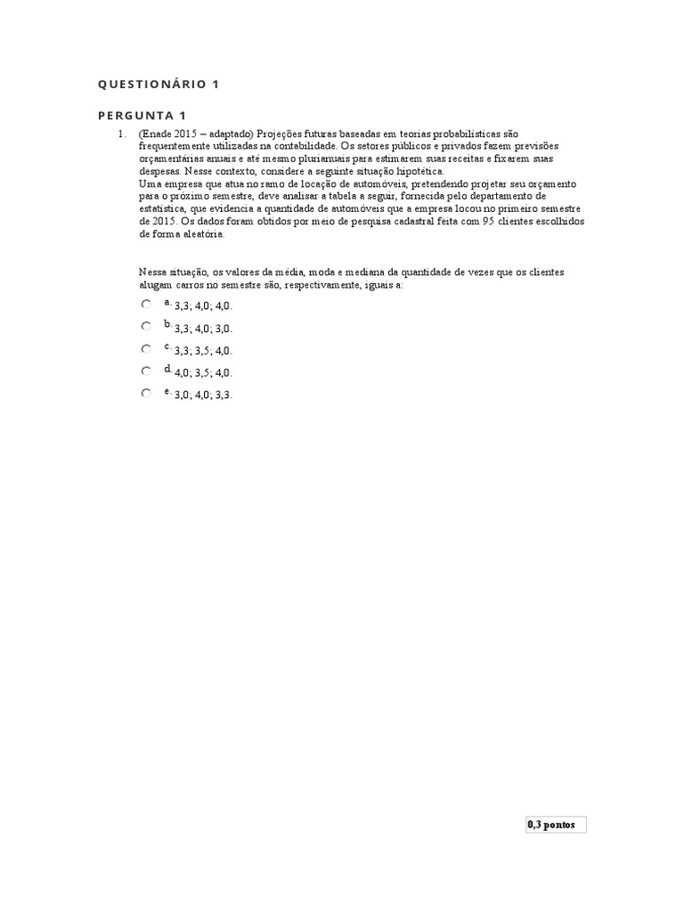 Questionário 1 | PDF