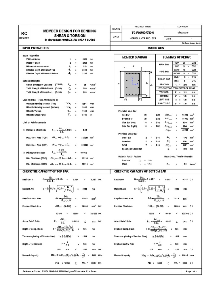 Design of Beam Singapore Standard | PDF
