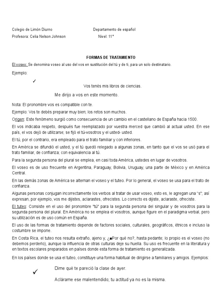 Formas de Tratamiento - 2 | PDF | Lengua española | Ciencia cognitiva