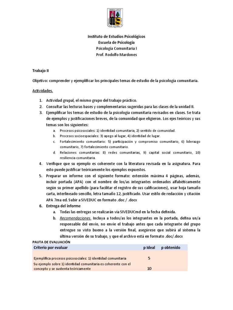 Pauta Trabajo 2 - 2023 | PDF