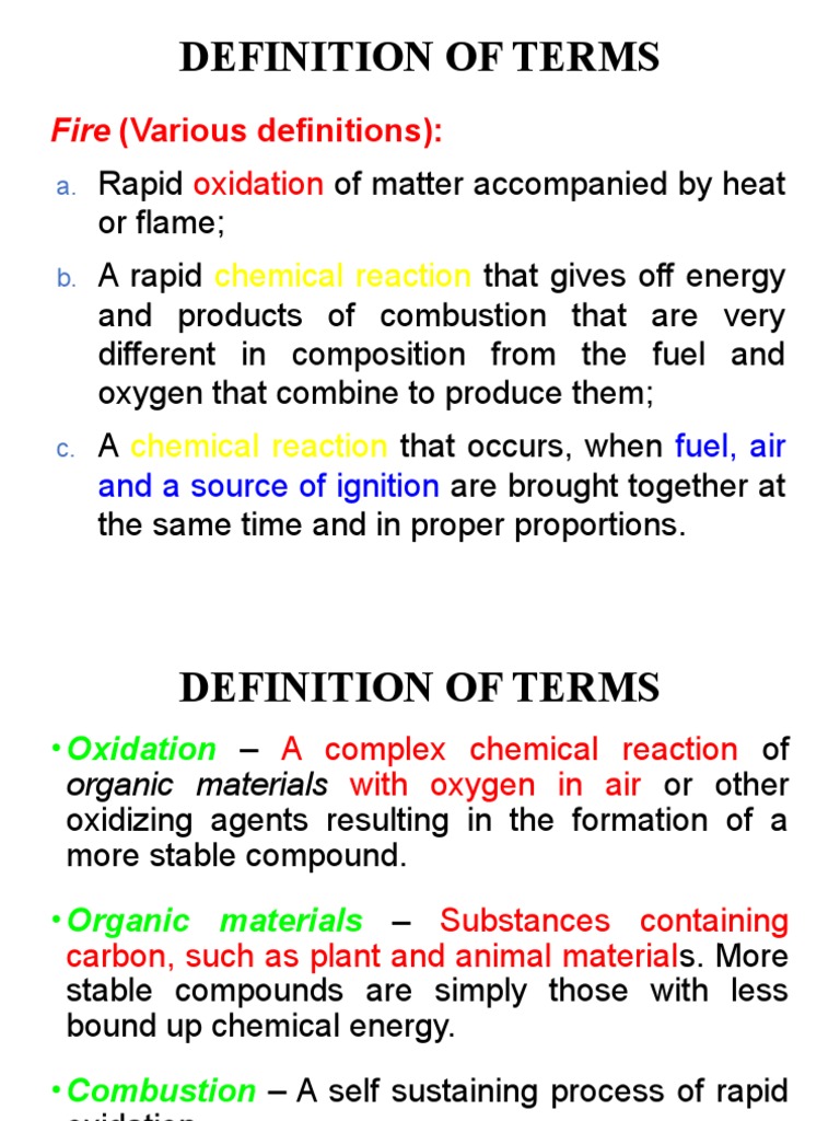 Definition of Terms: Fire (Various Definitions) | PDF
