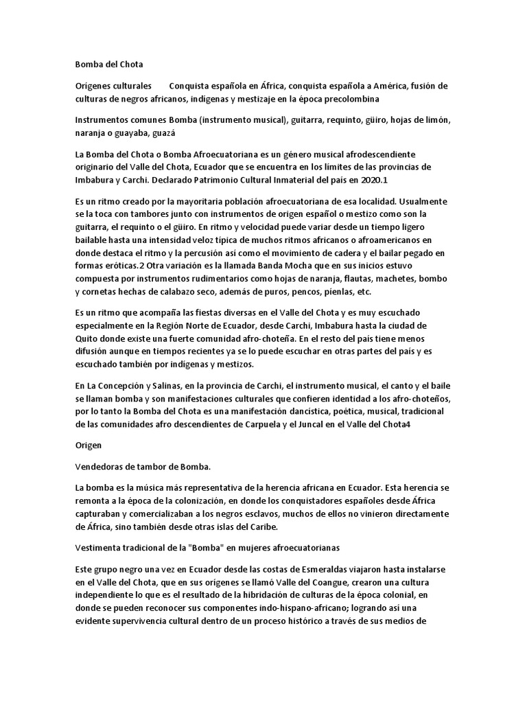 Bomba Del Chota | PDF