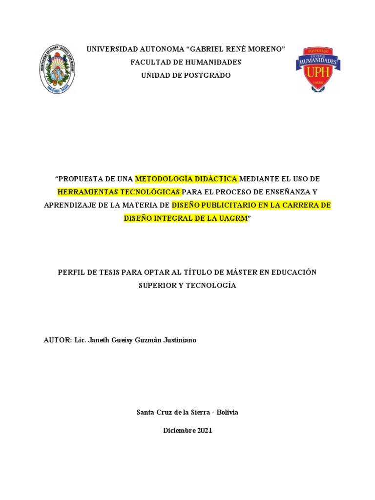 Perfil de Tesis - Janeth Guzmán Justiniano | PDF