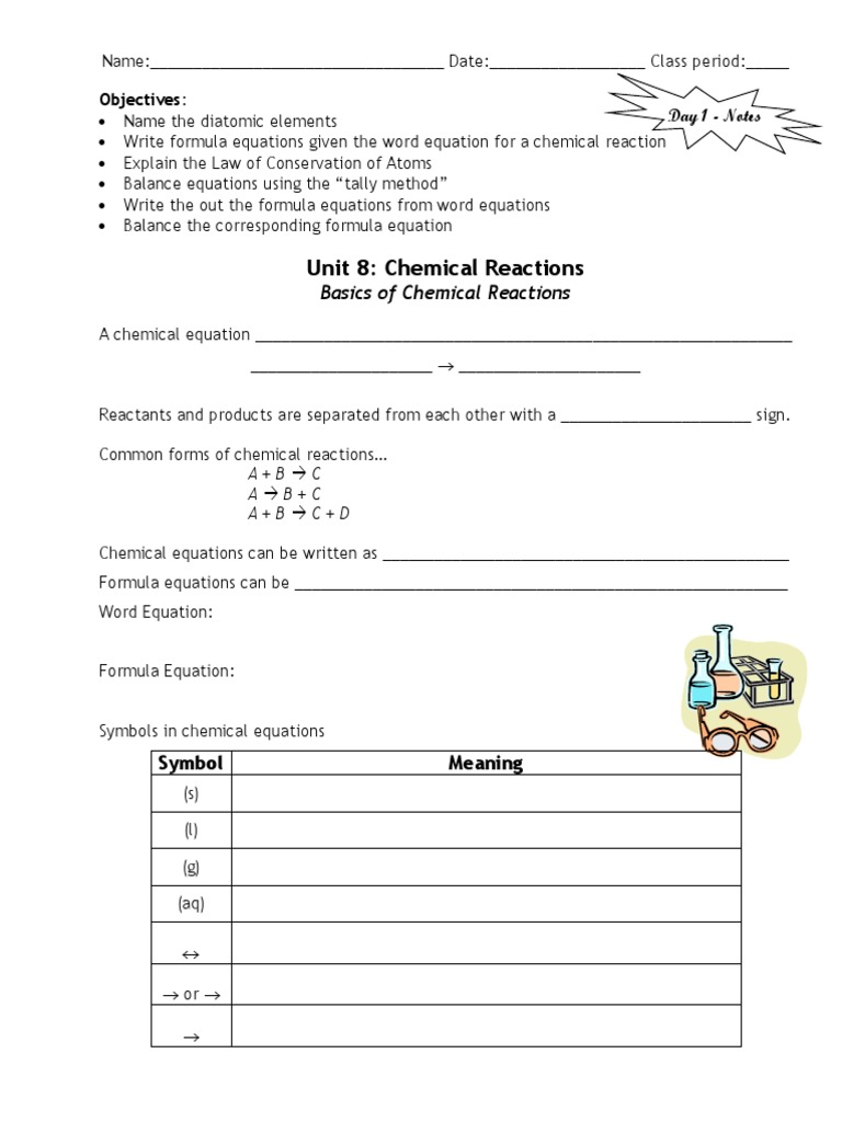 U8S1 - Guided Notes - Basics of Chemical Reactions | PDF