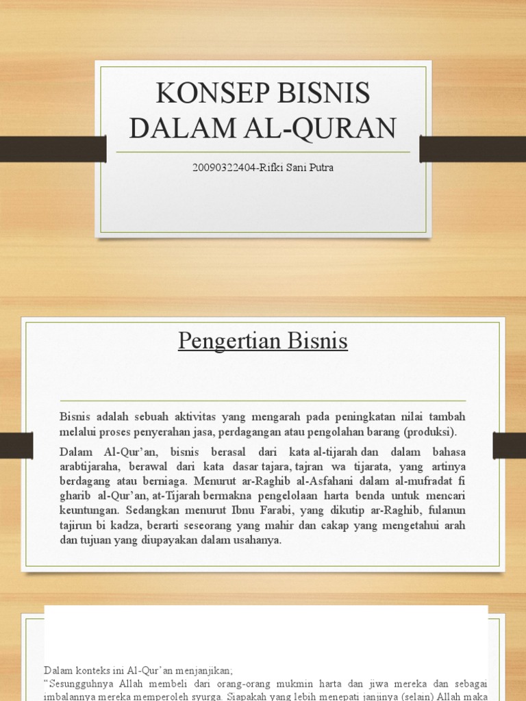 20090322404_Rifki Sani Putra_KONSEP BISNIS DALAM AL-QURAN.pptx | PDF