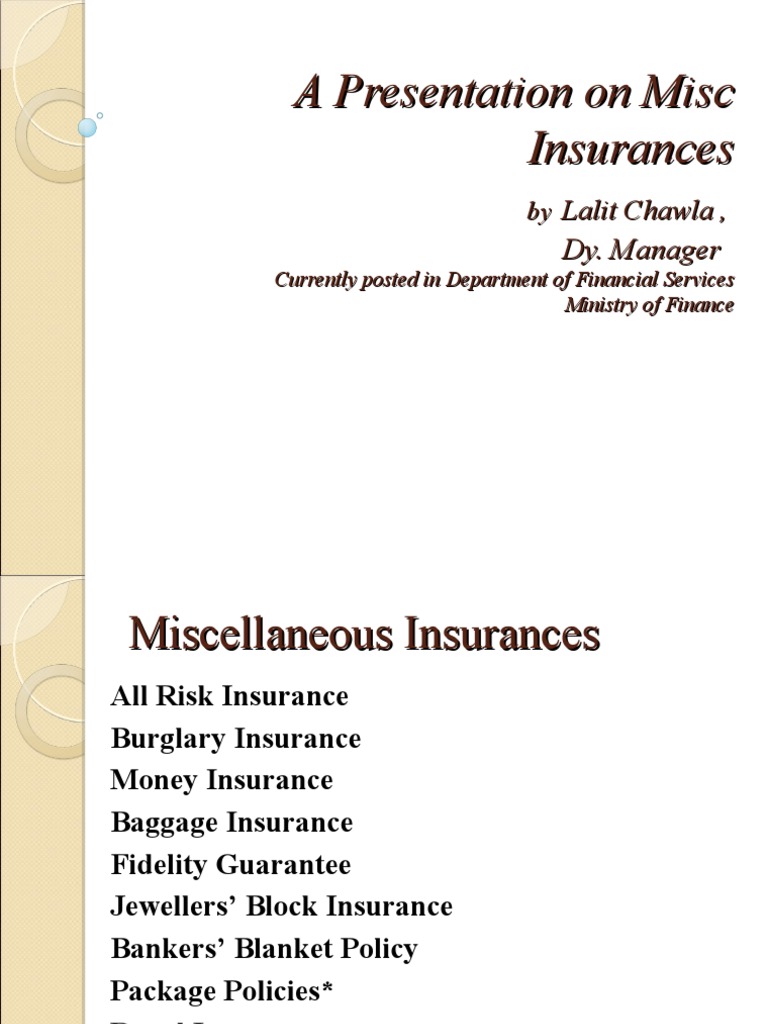 Misc Insurances - 1463317156757 | PDF | Insurance | Liability Insurance