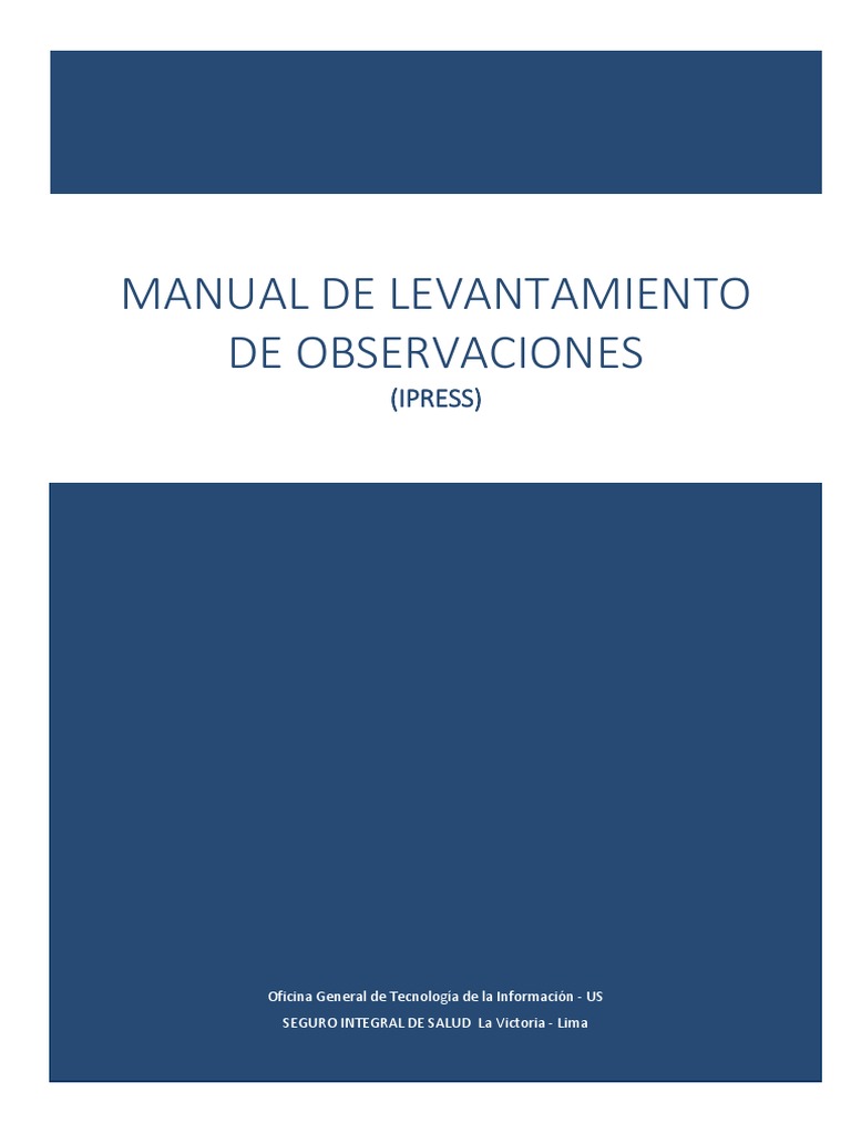Manual Levantamiento Observaciones IPRESS Multiple | PDF