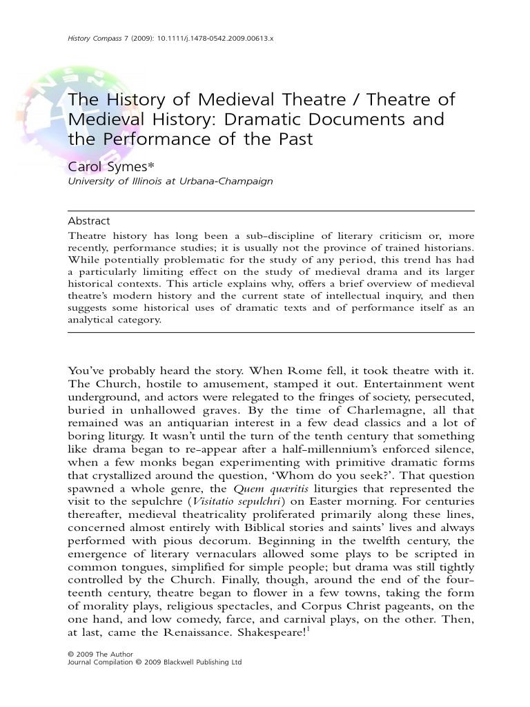 The History of Medieval Theatre Theatre PDF | PDF