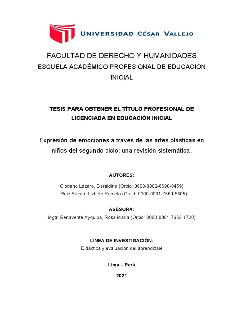 tesis final.pdf | PDF | Las emociones | Educación de la primera infancia