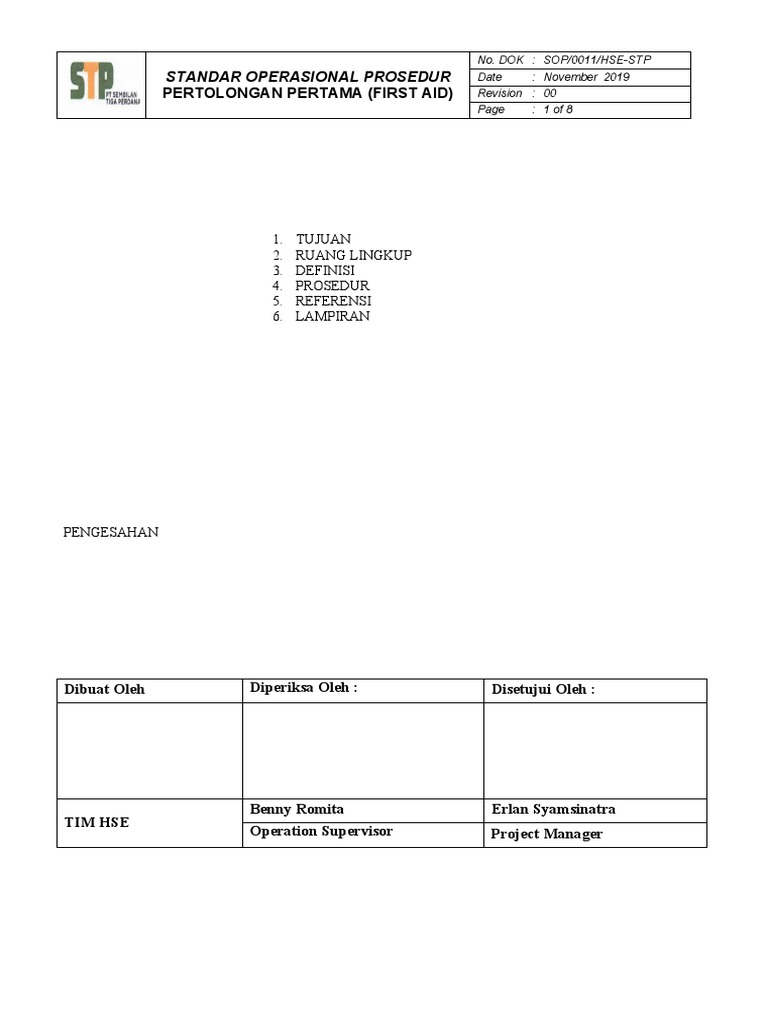 SOP-0011-STP-HSE_A0_Pertolongan Pertama (First Aid).doc | PDF