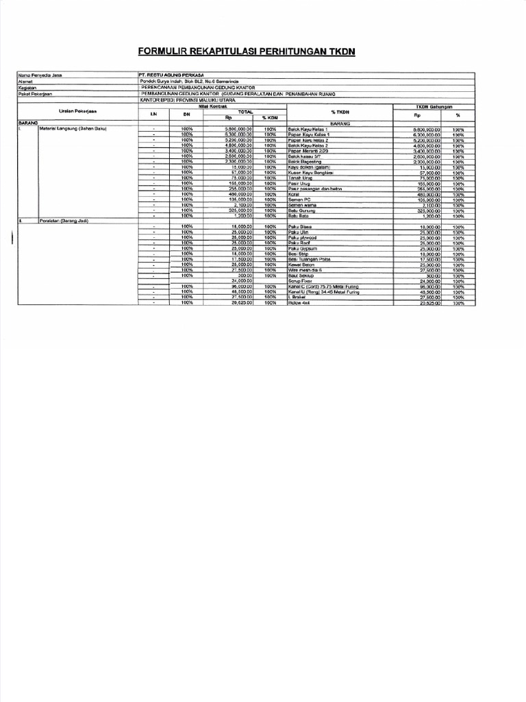 Dokumen - Tips - Contoh Formulir Rekapitulasi TKDN PDF | PDF Dokumen - Tips - Contoh Formulir Rekapitulasi TKDN PDF | PDF