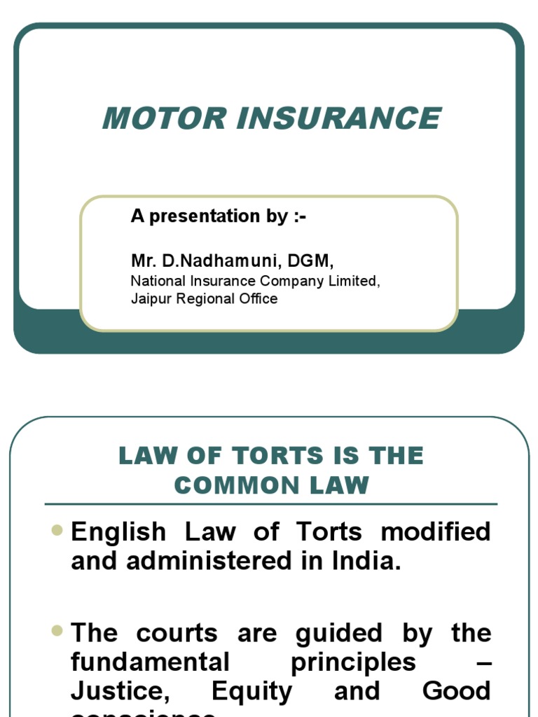 Motor Insurance. PPT by D.Nadhamuni | PDF