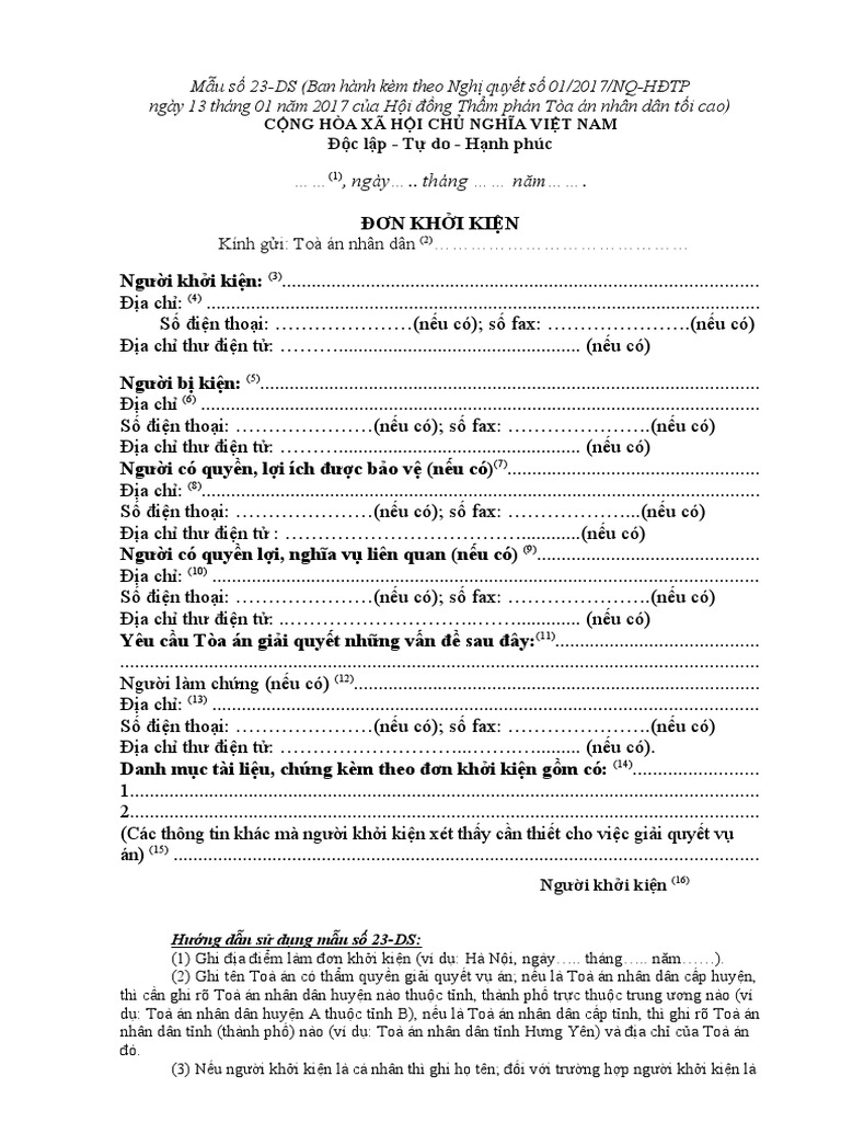 Mau So 23 Don Khoi Kien | PDF