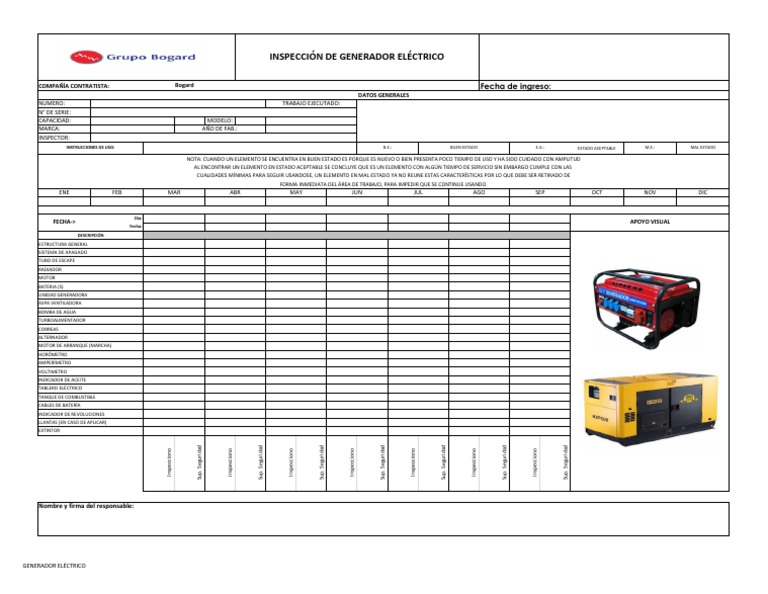CHECK LIST GENERADOR ELECTRICO.pdf | PDF