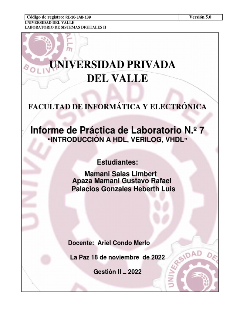 Lab 7 Sisdi | PDF | Lenguaje de descripción de hardware | Vhdl