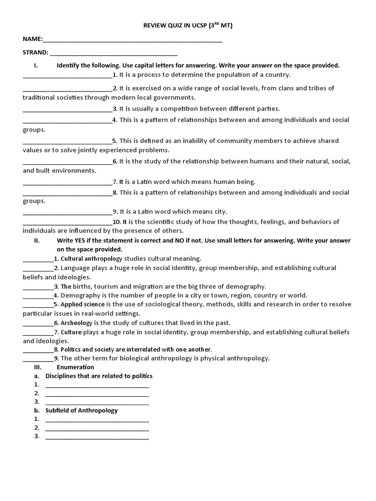 Review Quiz in Ucsp | PDF | Reason | Truth