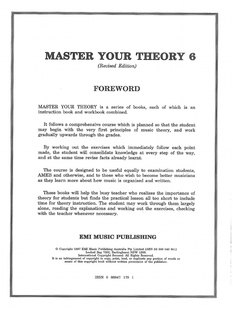 Master Your Theory Grade 6 | PDF