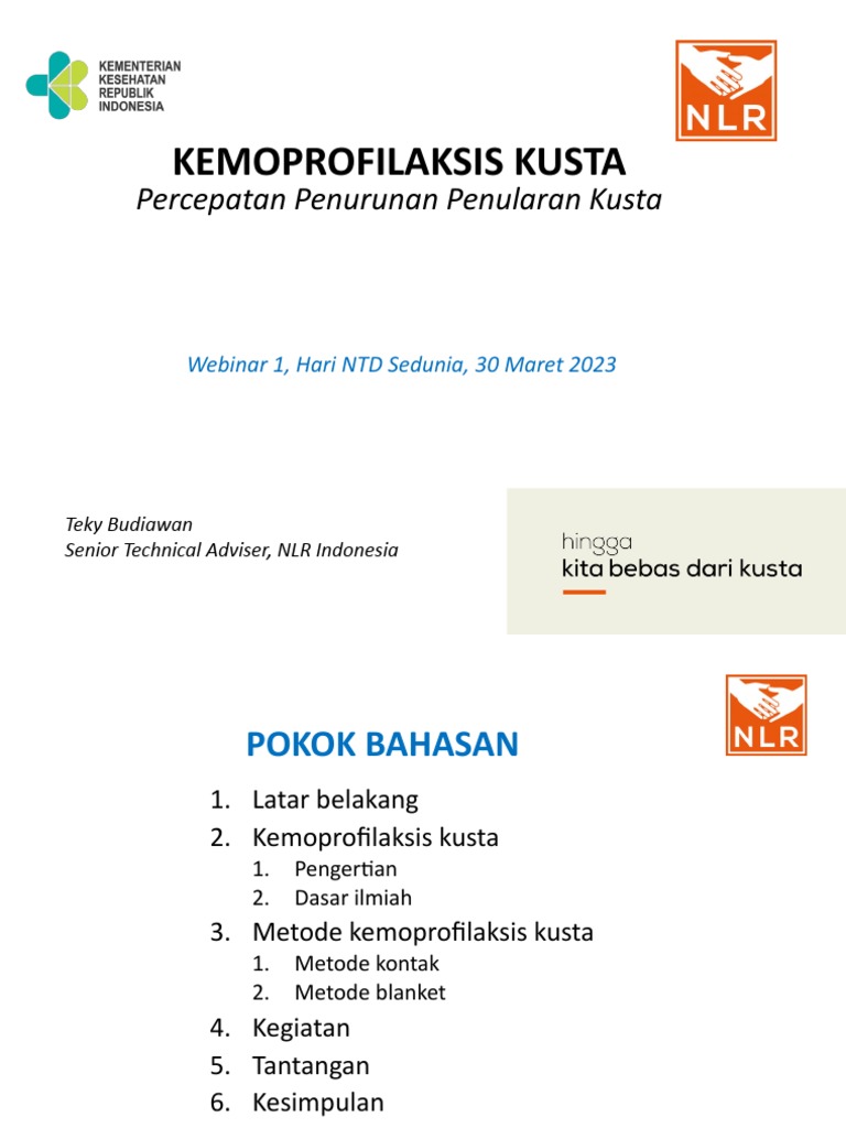 NTD Days Webinar 1 Kemoprofilaksis Kusta Teky | PDF