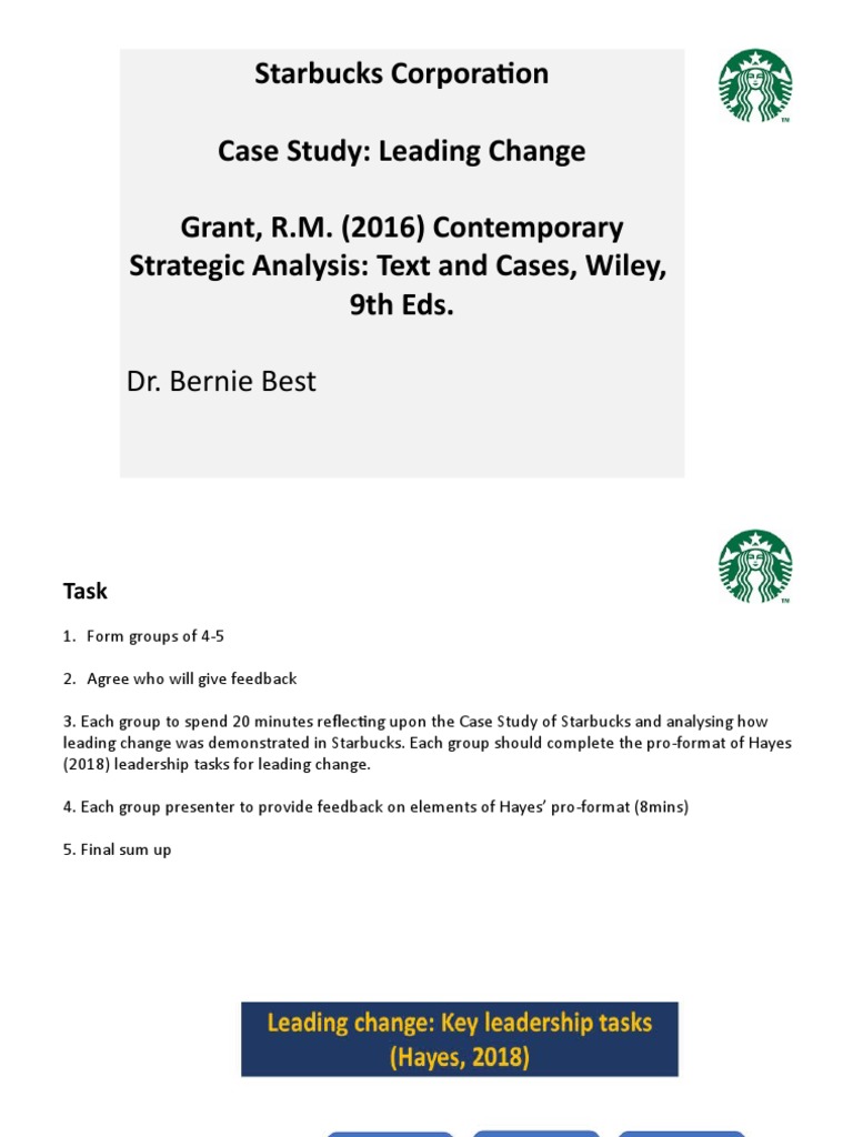 Week 6 Starbucks Leading Change 2023 | PDF | Starbucks | Corporate ...