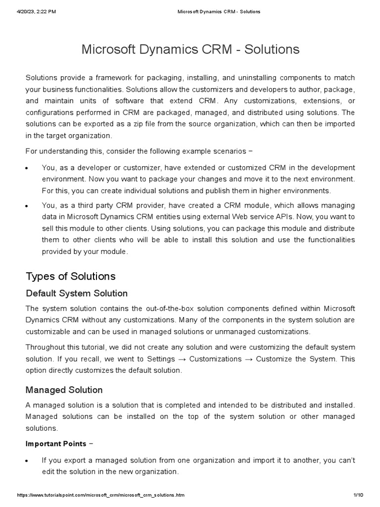 CRM Microsoft Dynamics CRM - Solutions PDF | PDF | Customer ...