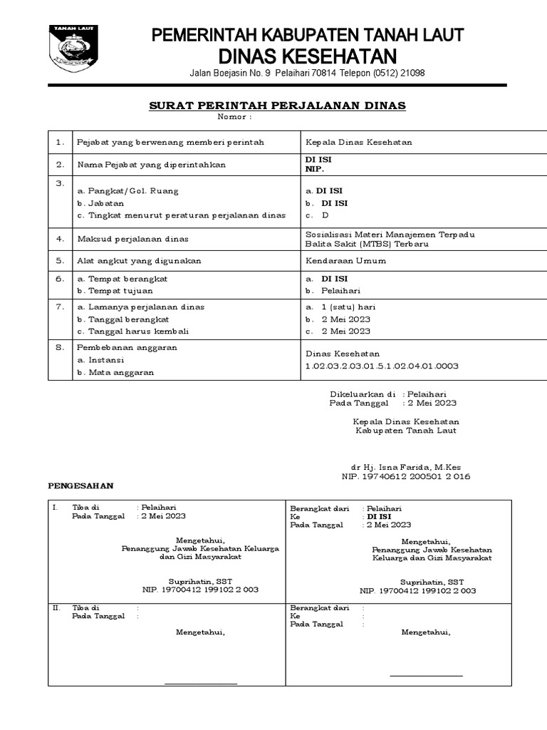 Contoh SPPD MTBS Terbaru | PDF