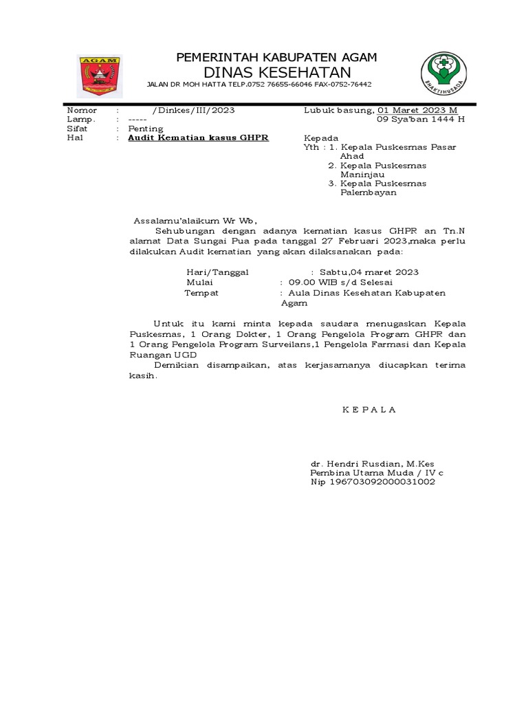 Undangan Audit GHPR DR - Ovri | PDF