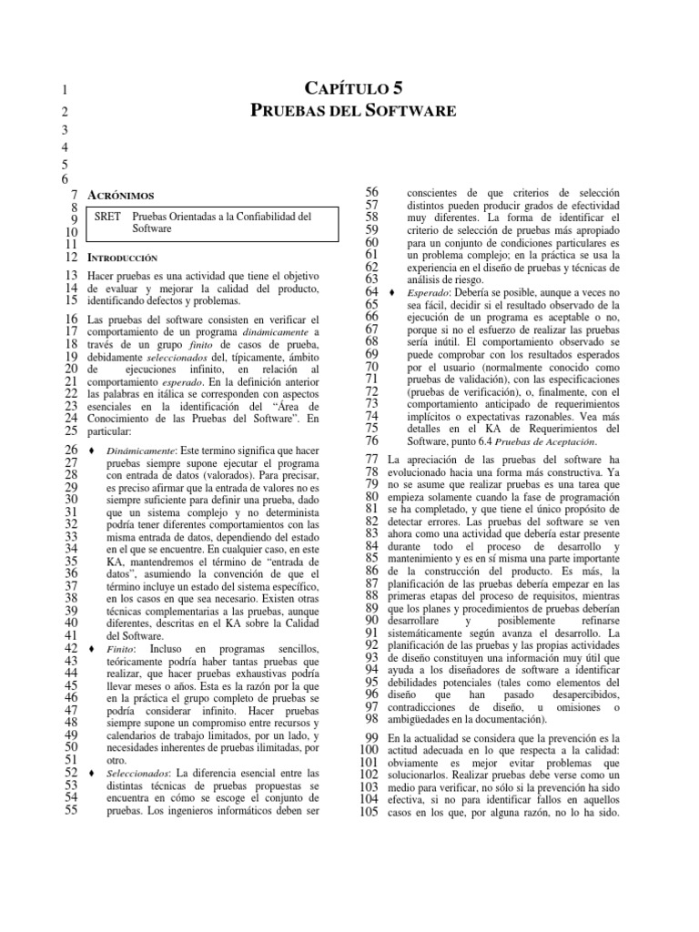SWEBOK - Capitulo 5 - Pruebas Del Software | PDF | Mutación | Ingeniería de software