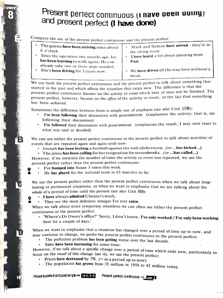 Unit 8 Present Perfect Continuous & Present Perfect Tense | PDF