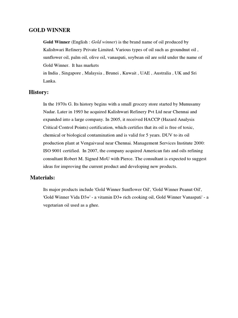 Gold Winner PDF | PDF