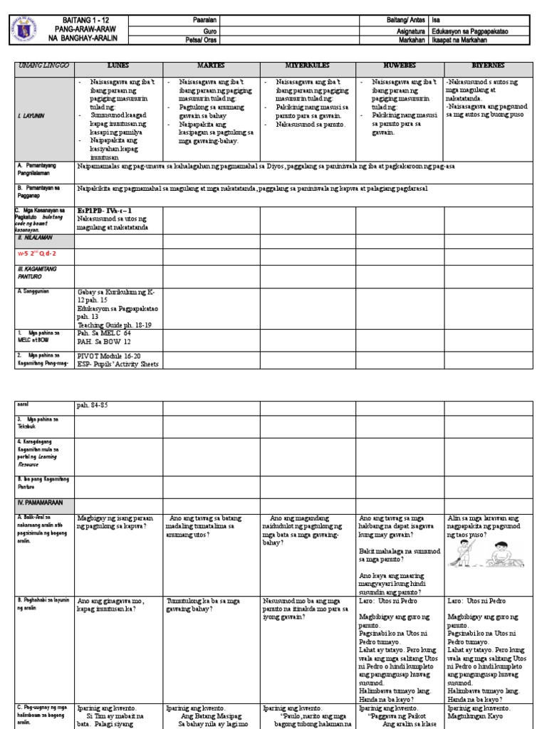 Esp 1 Week 1 4th Q | PDF