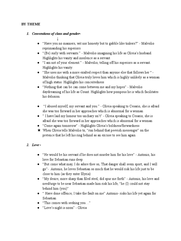 Key Quotes on Gender and Love in Twelfth Night | PDF | Twelfth Night