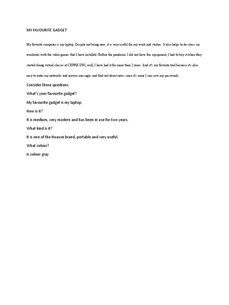 My Favourite Gadget | PDF