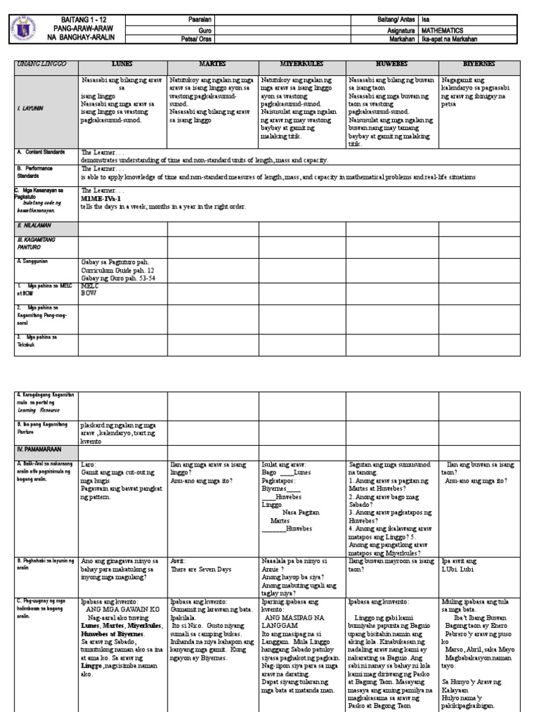 Mathematics 1 Week 1 4th Q 2 | PDF