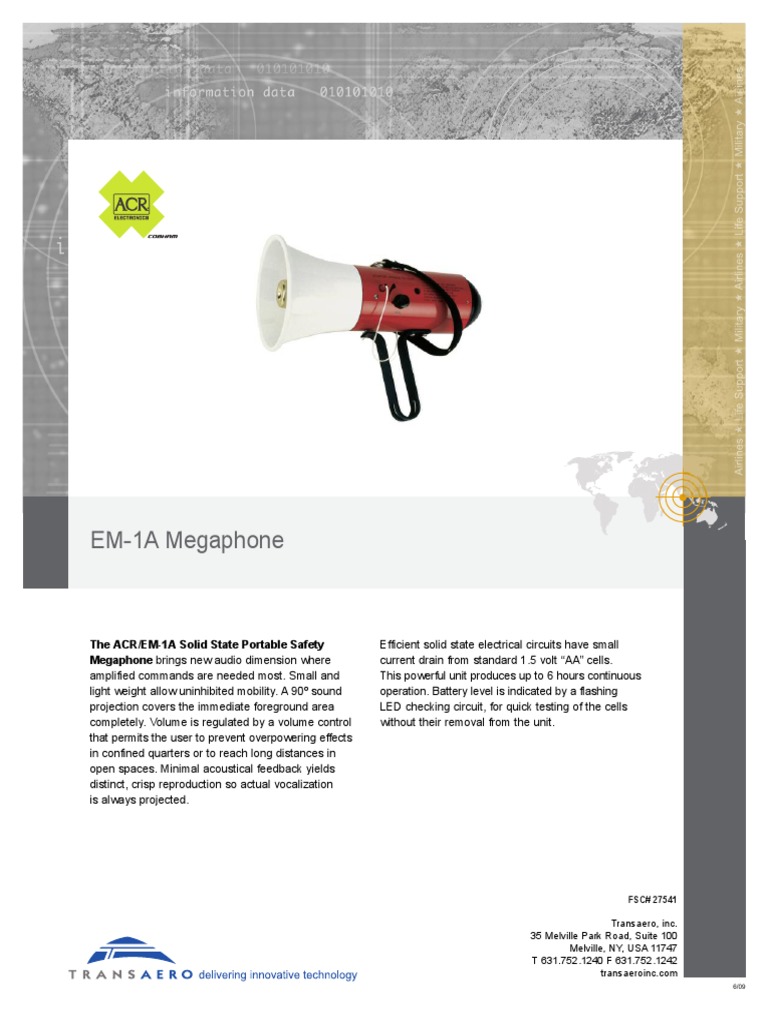 ACR - EM-1A 扩音器 PDF | PDF | Loudspeaker | Electrical Components