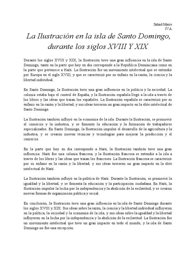 La Ilustración en La Isla de Santo Domingo, Durante Los Siglos XVIII Y ...