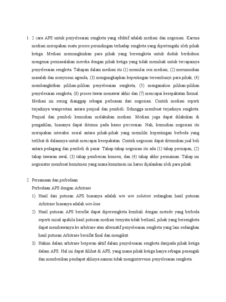Arbitrase Dan Aps | PDF | Ilmu Sosial | Hukum