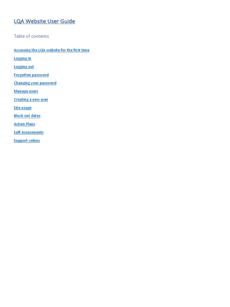 LQA Website Guide PDF | PDF | Login | Password